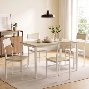 HOMCOM rozkládací jídelní set 120-160 cm se 6 židlemi pro 4-6 osob, vzhled dubu