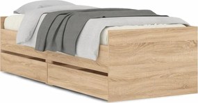 vidaXL Rám postele se zásuvkami 90 x 190 cm [3207352] Barva: šedá sonoma