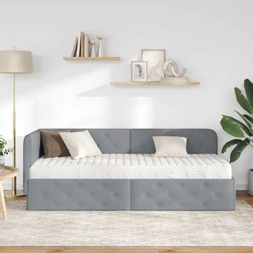 Rohový rám postele Světle šedá 80 x 200 cm textil 3394029