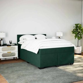 Box spring postel s matrací tmavě zelená 140x190 cm samet 3286309