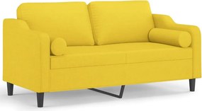 2místná pohovka s polštáři světle žlutá 140 cm textil 3200850