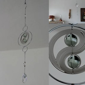 Venkovní dekorace Yin Yang stříbrný kov 58cm