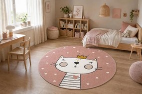 Koberec KIDDO 6106 světle růžový / bílý kruh