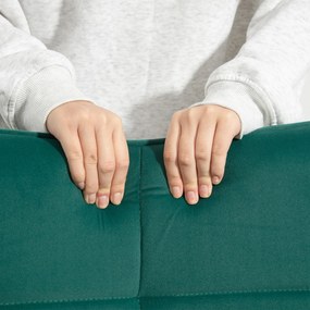 HOMCOM Houpací křeslo, Velvet potah, Křeslo pro kojení, Ocelový rám, Masivní dřevěné nohy, Tmavě zelené
