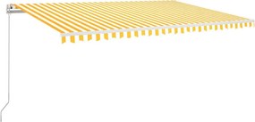 Ručně zatahovací markýza 500 x 300 cm žlutobílá 3068938