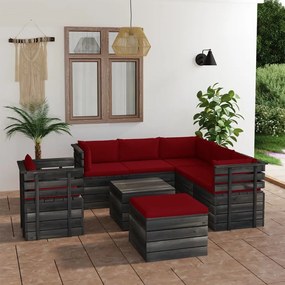 vidaXL 8dílná zahradní sedací souprava z palet + podušky borové dřevo [3062040] Barva: vínová červená