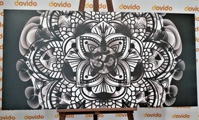 Obraz Mandala zdraví v černobílém provedení - 100x50 cm