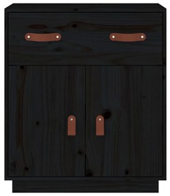 Příborník černý 65,5 x 40 x 75 cm masivní borové dřevo - Default Title