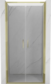 Mexen Exo, dvojité výklopné sprchové dveře 70 cm, čiré sklo, zlatá, 814-070-000-50-00