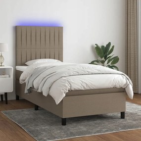 Fionshop 264253513 Box spring postel s matrací a Led taupe 90x190 cm text