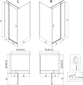 Mexen Mist T, sprchový kout s křídlovými dveřmi, pravý, 70 x 85 cm, 8mm čiré sklo, černý profil, 8A4T-085-070-70-70-P