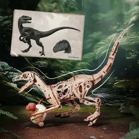 RoboTime 3D dřevěná mechanická skládačka Velociraptor