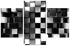 Abstraktní černobílý obraz - kostky (90x60 cm)