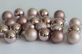 Růžové perleťové skleněné vánoční koule 8cm 8ks
