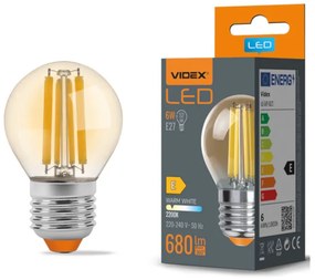 LED žárovka filament AMBER - E27 - 6W - G45 - teplá bílá