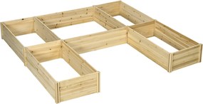 Outsunny Sada 5 modulárních dřevěných vyvýšených záhonů pro venkovní použití, předem olejovaný smrk, rozměry 230D x 230Š x 28V cm přírodní dřevo | Aos