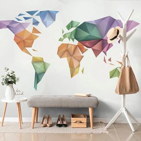 Tapeta barevná mapa světa ve stylu origami - 150x100 cm