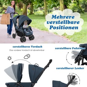 Costway Sourozenecký kočárek skládací dvojkočárek s nastavitelným