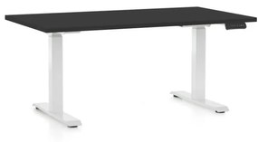 Výškově nastavitelný stůl OfficeTech D, 120 x 80 cm, bílá podnož, černá