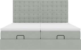 Osmanský rám postele s matracíes světle šedá 180x200cm samet 3313808