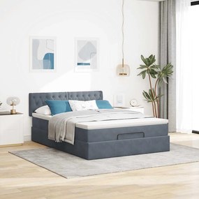 Osmanský rám postele s matrací tmavě šedá 140x200cm samet 3312699