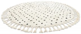 Dywany Łuszczów, Kusový koberec Berber Syla B752 dots cream kruh, 120x120 (průměr) kruh, bílá, chodba / předsíň