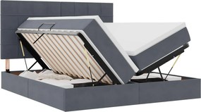 Postel s úložným prostorem s čelo Tmavě šedá 200 x 200 cm samet 3372252