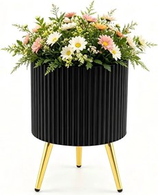 Costway Kovový květináč s 3 nohami a drenážními otvory Kulatý květináč