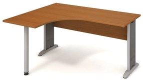 Stůl ergo oblouk pravý 160×120/60 cm - Hobis Cross CE 60 P Dekor stolové desky: třešeň, Dekor lamino podnože: třešeň, Barva nohou: Stříbrná