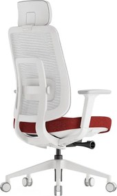 Kancelářská ergonomická židle K42 WHITE SP – síťovaná/ čalouněná, červená