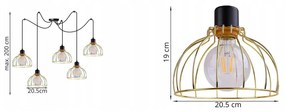 Závěsné svítidlo MOBI SPIDER, 5x zlaté drátěné stínítko, (výběr ze 2 barev konstrukce)