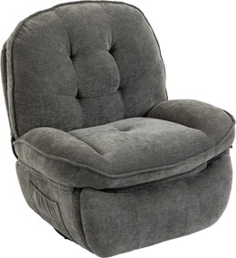 HOMCOM relaxační křeslo s otáčením 360° a houpáním, manuální chenille, široké sedadlo, vysoké opěradlo, opěrka nohou a boční kapsy, světle šedé | Aoso