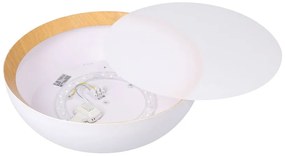 Bílé LED stropní svítidlo Calabria s dřevěným dekorem kulaté 24W  - Candellux