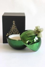 Zelená voňavá svíčka Vánoční koule 13cm