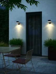 Černé fasádní solární LED svítidlo Justina s pohybovým čidlem 5W  - Nordlux