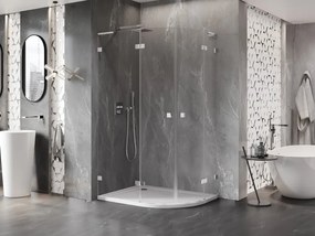 Mexen Lunar, L půlkruhový sprchový kout naklápěcí doleva 90 x 80 cm, 8mm čiré sklo, chromový profil, 833L-090L-080P-01-00