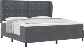 Postel s boxspringem s matrací Tmavě šedá 200 x 200 cm samet 3340893