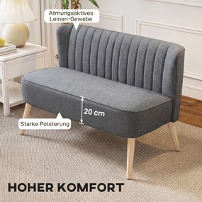 HOMCOM dvojsedák – kompaktní čalouněná pohovka v lněném vzhledu do obývacího pokoje, ložnice i menších prostor, šedá (117 × 56,5 × 77 cm)