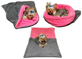 Marysa pelíšek 3v1 pro psy, šedý/tmavě růžový, velikost XL