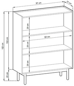 Vysoká skříňka Boho, dub riviera/bílý mramor