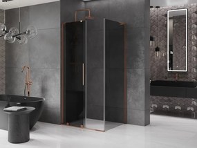 Mexen Velar L, sprchový kout s posuvnými dveřmi 90 x 80 cm, 8mm šedé sklo, růžové zlato, 871-090-080-43-60