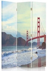 Ozdobný paraván New York Golden Gate - 110x170 cm, třídílný, klasický paraván