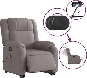 Elektrické zvedací masážní polohovací křeslo taupe textil 3205246