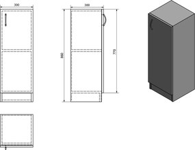 Aqualine Simplex Eco - Skříňka, 30x86x30 cm, bílá matná, SIME340