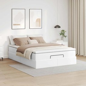 Osmanský rám postele s matrací bílý 140x190cm umělá kůže 3311037