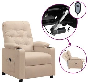 Elektrické polohovací křeslo krémové textil 3098848