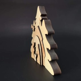 AMADEA Dřevěný betlém odstupňovaný, masivní dřevo dvou druhů dřevin, 13x10x1,1 cm