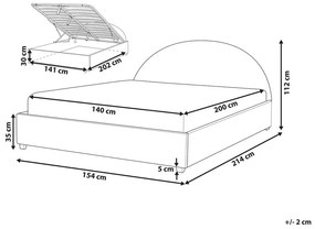 Sametová postel s úložným prostorem 140 x 200 cm šedá VAUCLUSE Beliani
