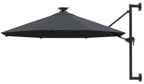 Nástěnný zahradní slunečník s LED 300 cm antracitový 312524