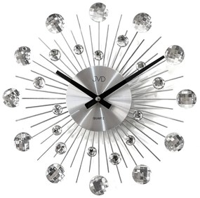 JVD Designové kovové stříbrné paprskovité skleněné hodiny JVD HT111.1